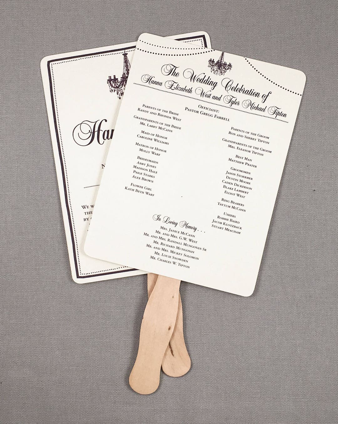 Rustic Wedding Program Fans With Elegant Chandelier and String - Etsy