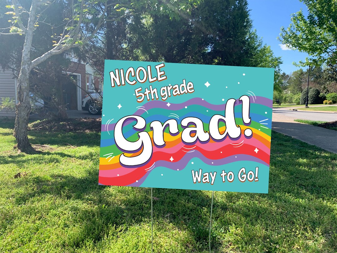 5th Grade Sign Rainbow, 5th Grade Graduation Yard Sign, Class of 2024 ...