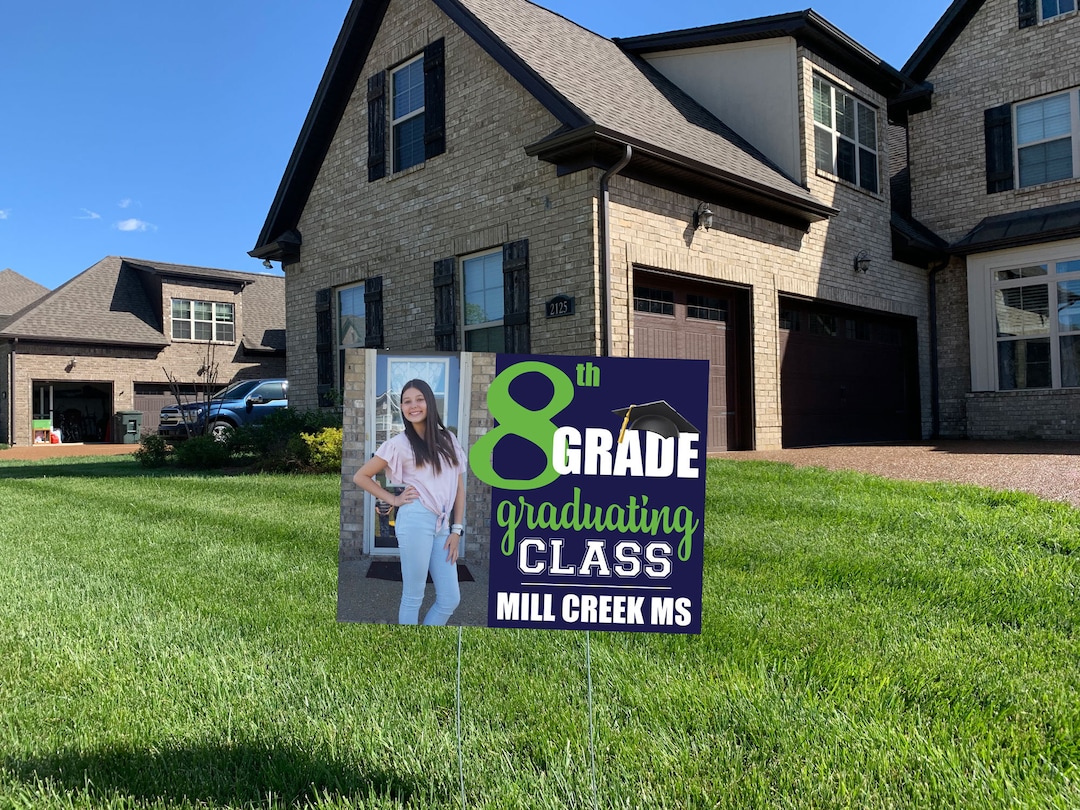 8th Grade Graduation Photo Yard Sign Wire Stake Incl, Senior 2025 ...