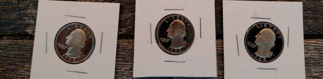 3 Washington Quarters That Are in Proof Condition and Housed in Card ...