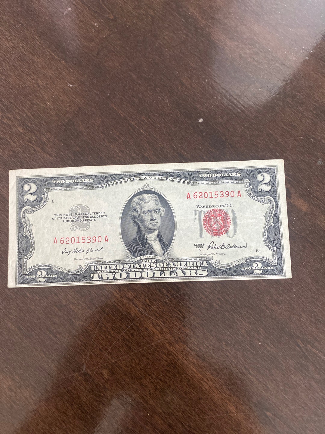 1953 2.00 Antique Red Seal Note - Antique Note - US Small Notes ...