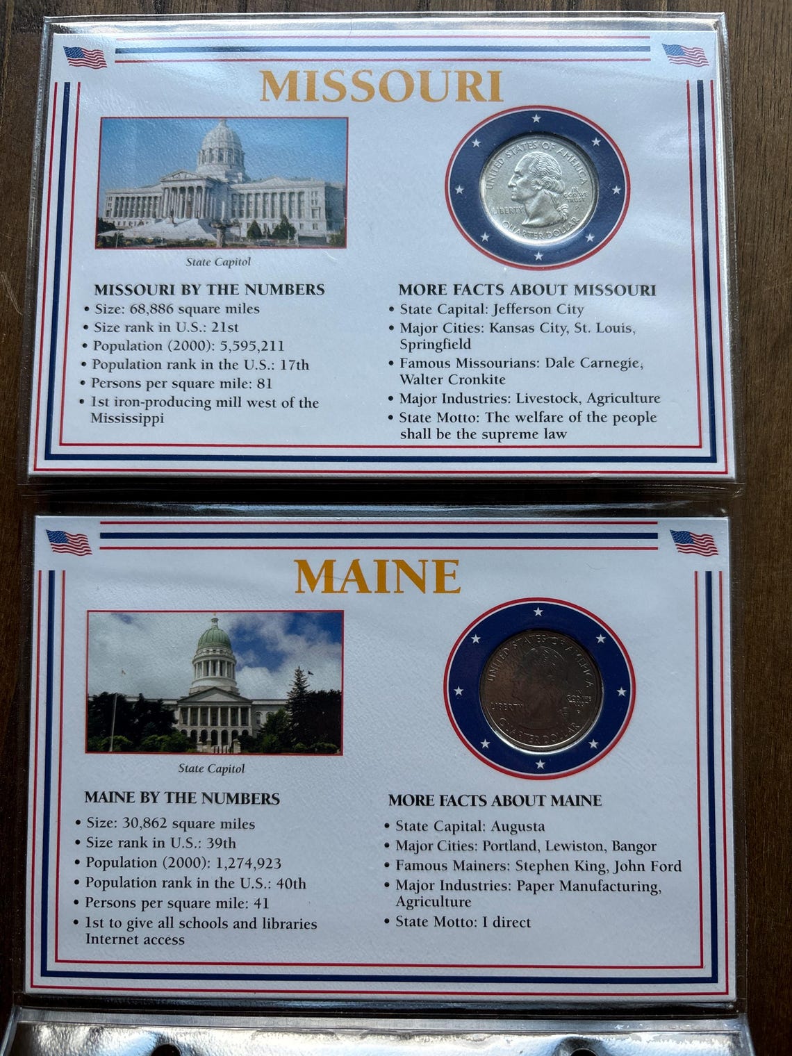 Maine and Missouri Stamp Combination - PCS Stamps and Coins - 2003 ...