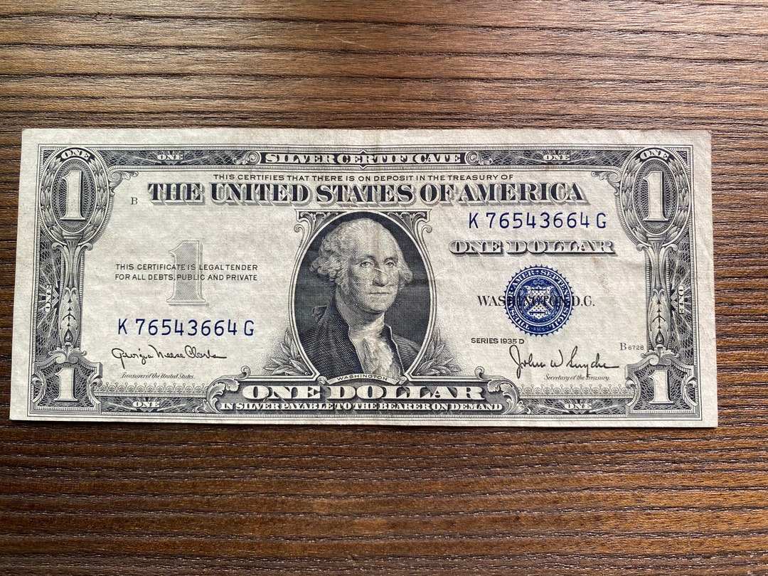 1935 1.00 Silver Certificate - Small Size Notes - Antique Note - US ...