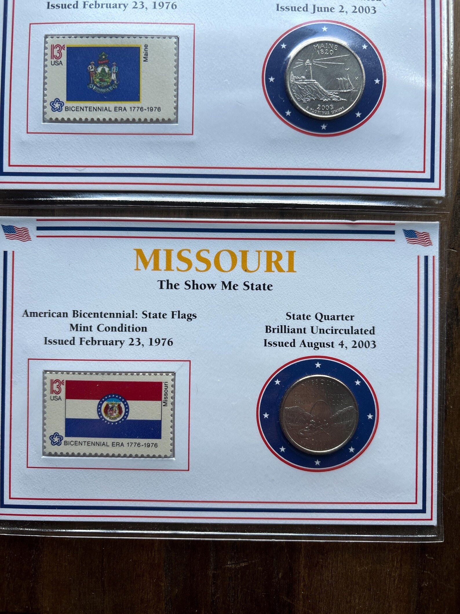 Maine and Missouri Stamp Combination - PCS Stamps and Coins - 2003 ...
