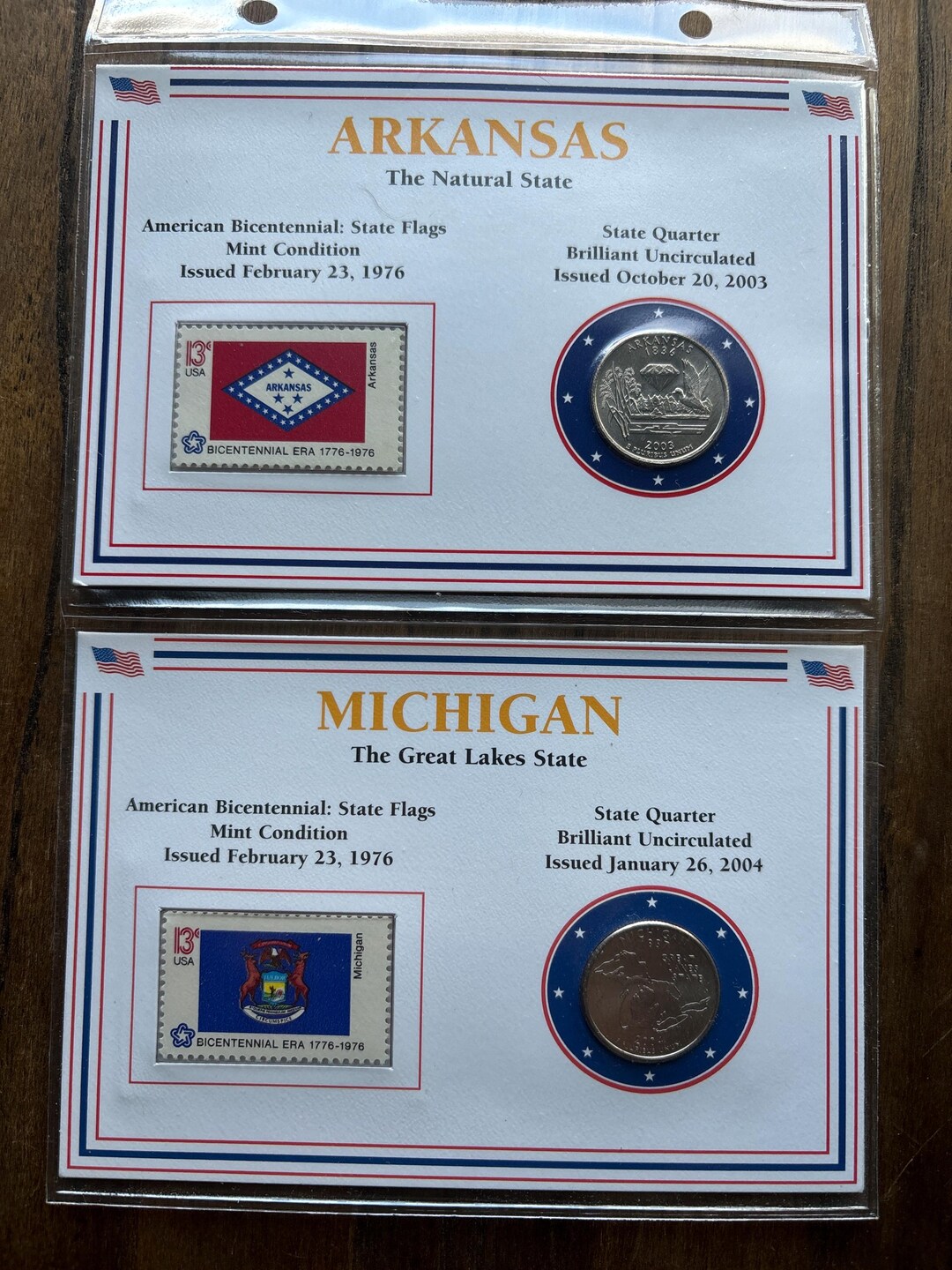 Arkansas and Michigan Stamp Combination - PCS Stamps and Coins - 2004 ...