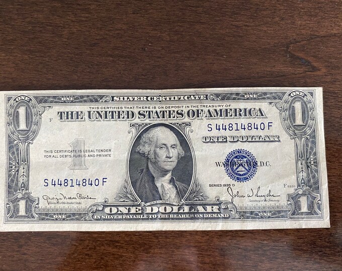 1935 1.00 Silver Certificate Antique Notes Obsolete Notes Collectible ...