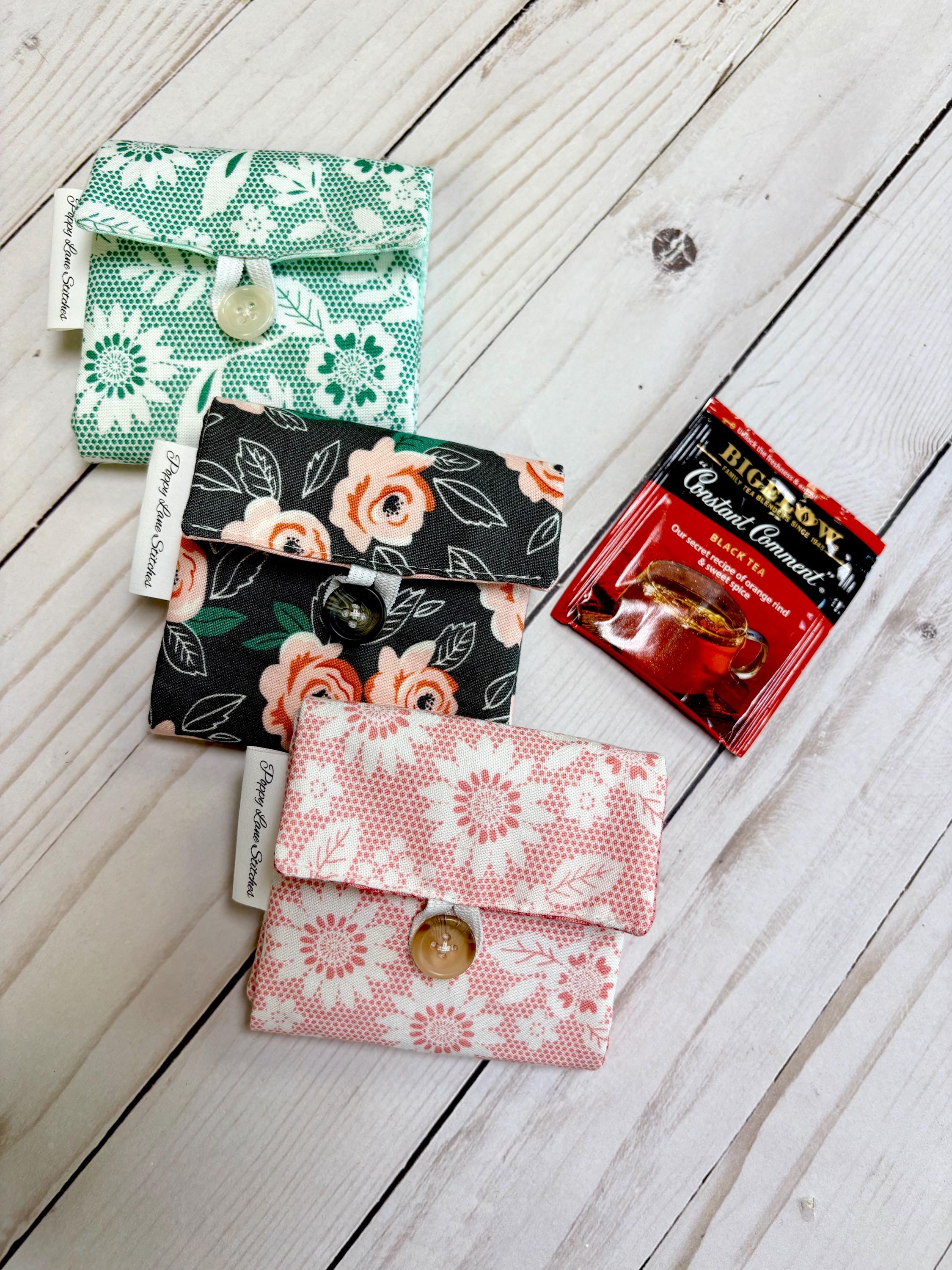 Floral Tea Bag Wallet: Handmade Fabric Tea Pouch - Etsy