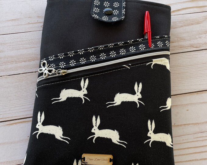 White Rabbit Book Sleeve / Book Cover / Zipper Pocket Book Sleeve ...