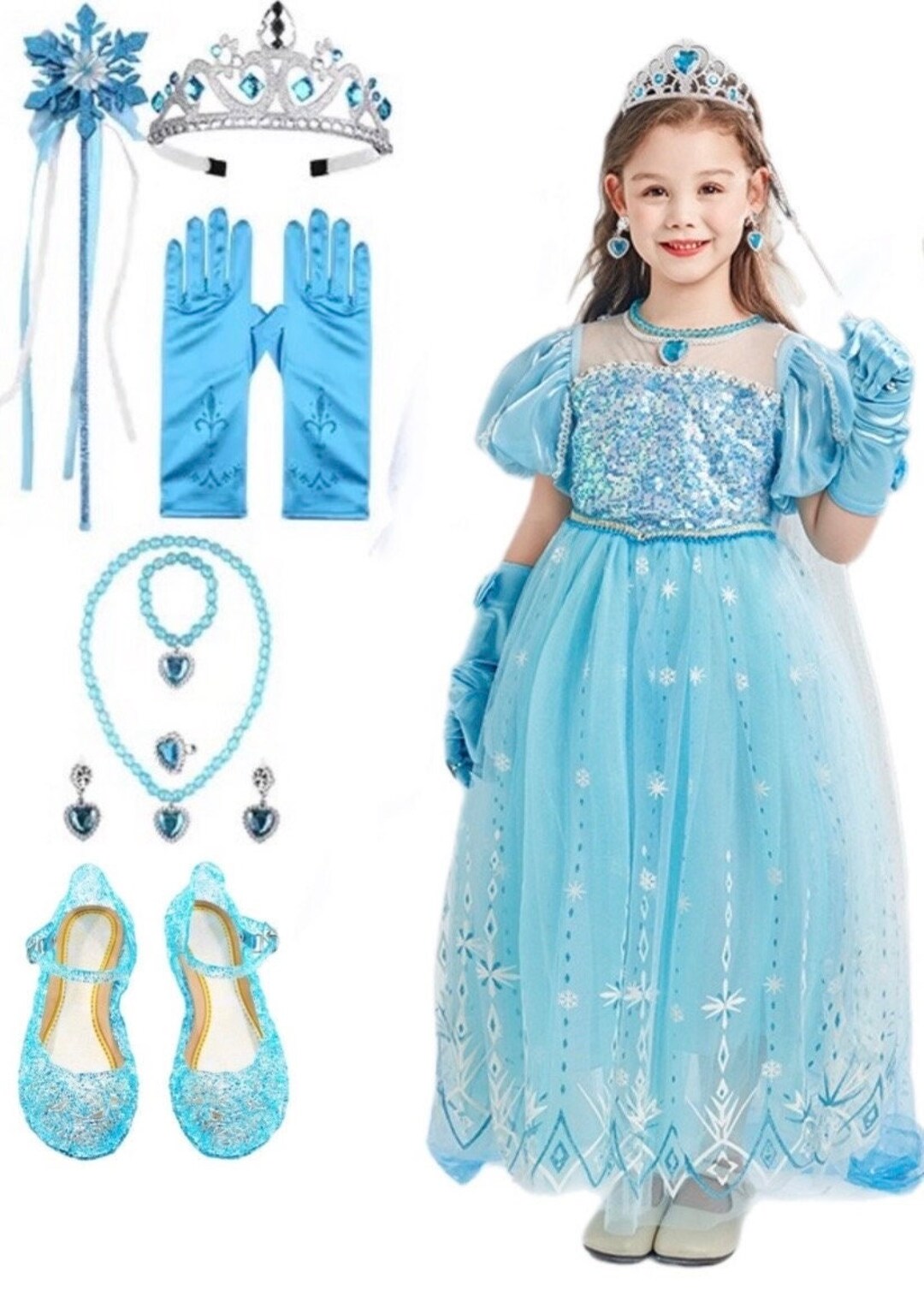 Ice Queen Blue Princess Dress Costume Set, Halloween Costume, Christmas ...