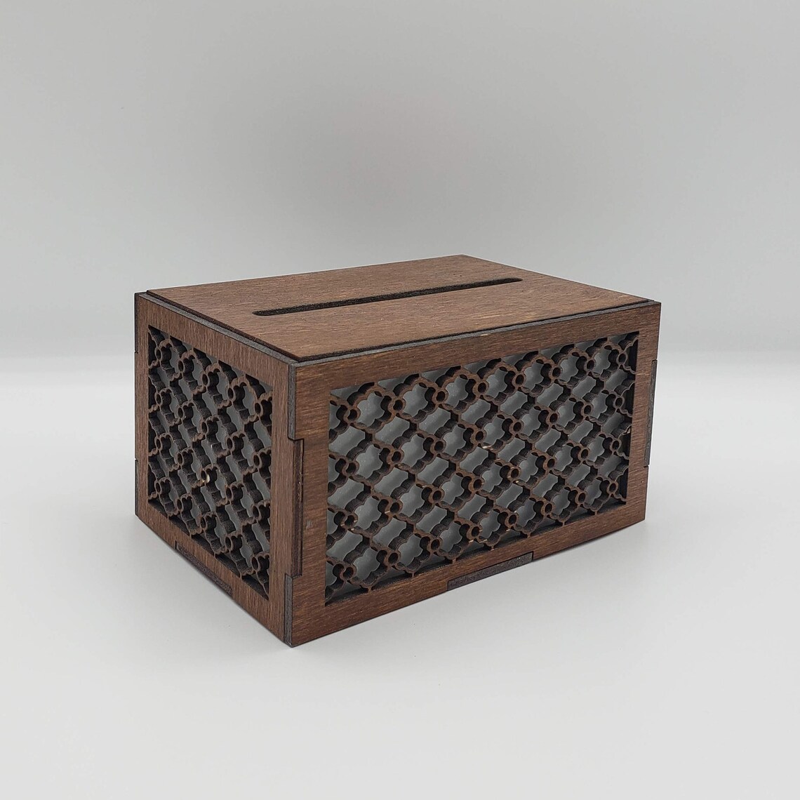 Elegant Wood and Acrylic Card Box Daisy Chain Pattern for Weddings ...