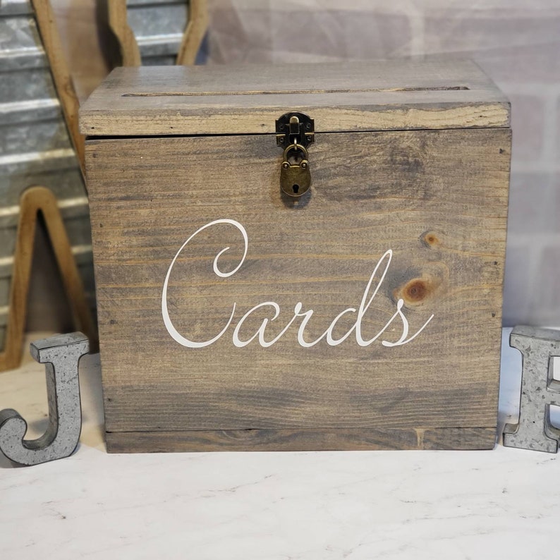 Locking Wood Card Box for Wedding, Graduation, Party, Shower, Reception ...