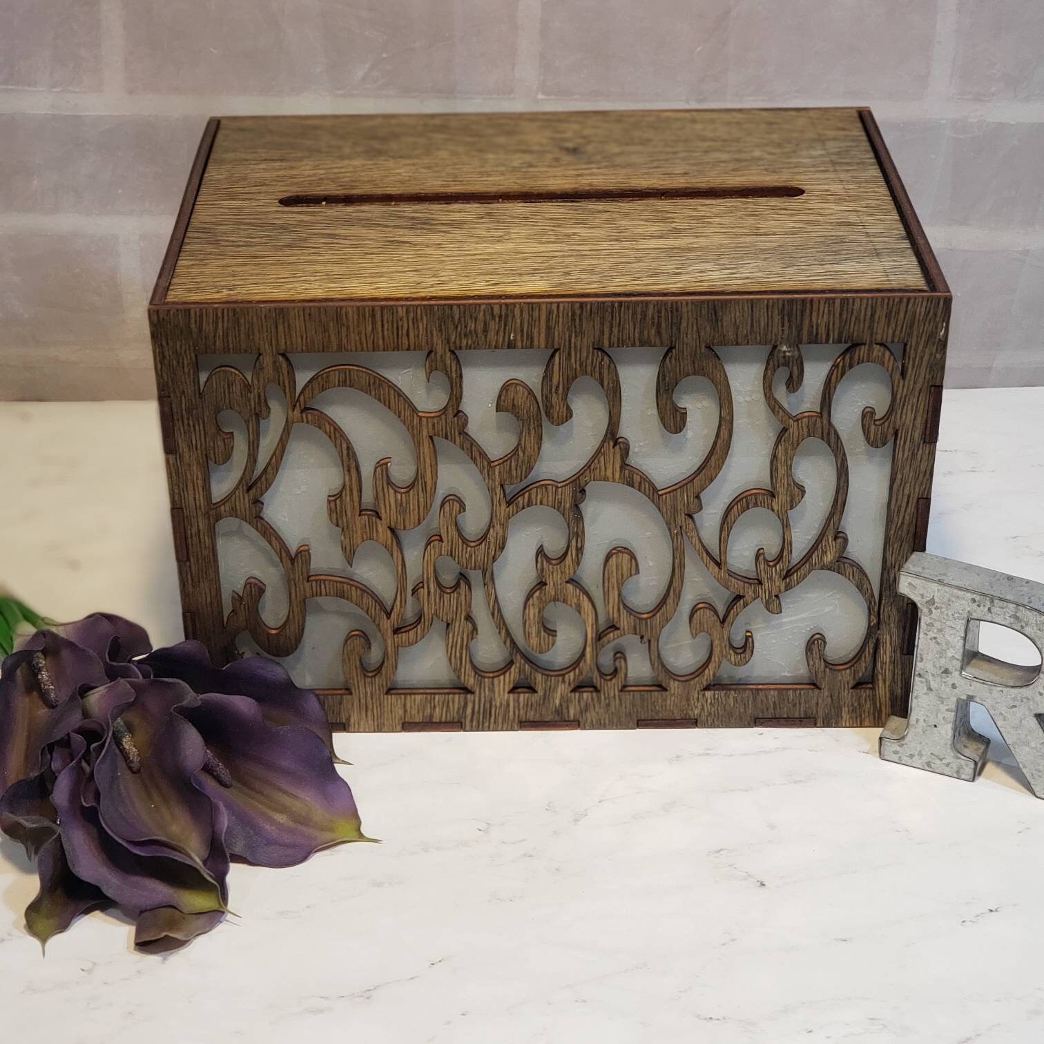 Elegant Wood and Acrylic Card Box for Weddings Graduations - Etsy