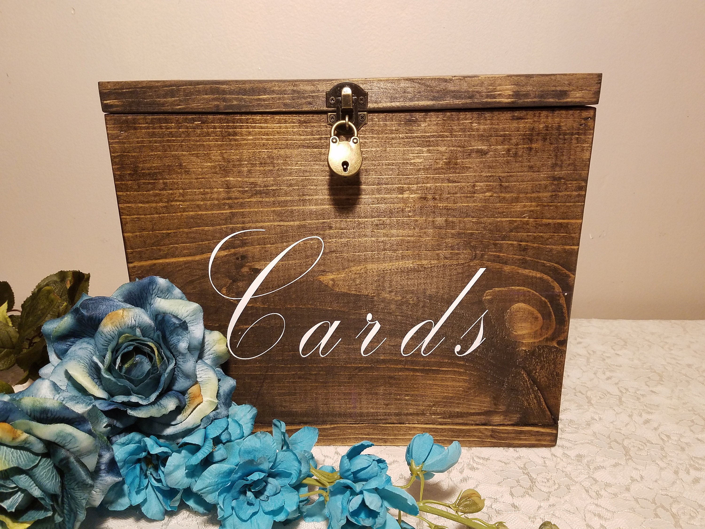 Locking Wood Card Box for Wedding Graduation Party Shower - Etsy