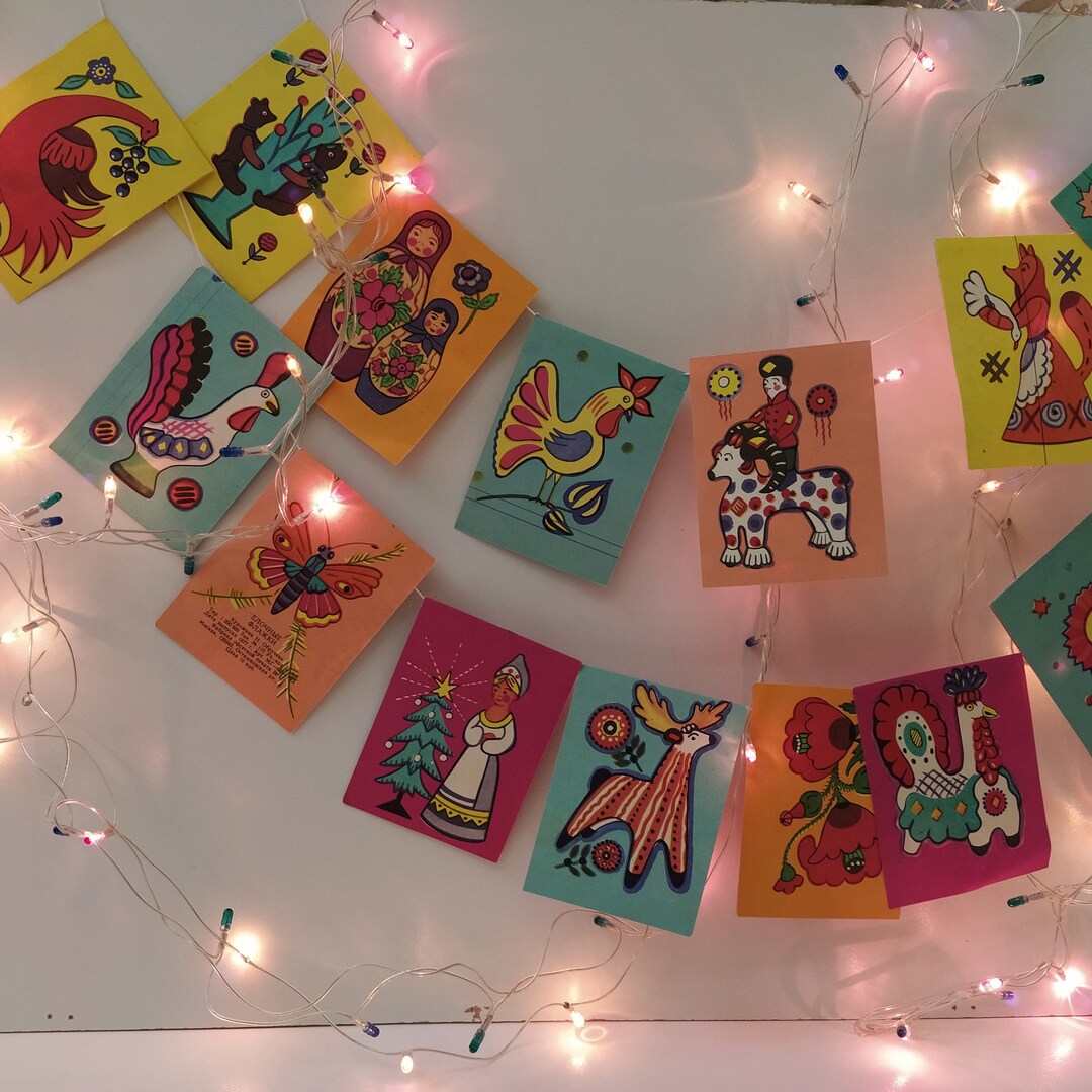 Decoration Ussr Vintage Soviet Paper Garland Flags Christmas - Etsy