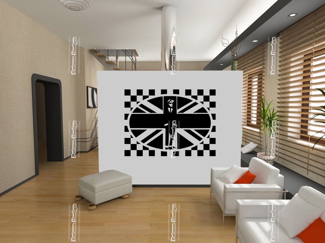 Arte de pared de vinilo Ska Union Jack rude boy a cuadros - Etsy España