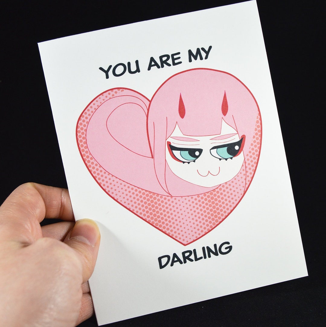 Darling Anime Love Card - Anime Card, Kawaii Love Card, Heart Love Card ...