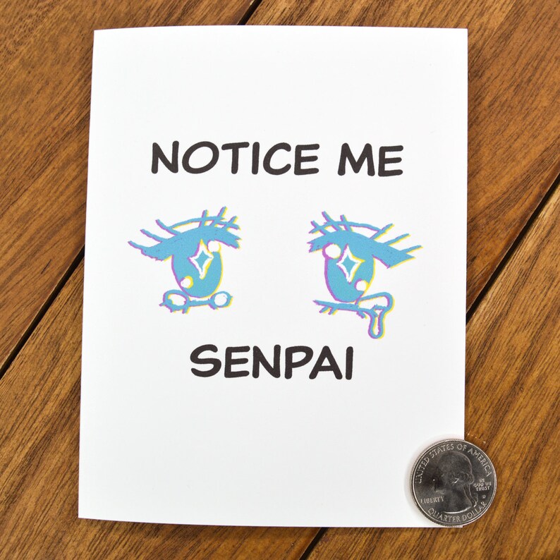 Notice Me Senpai Love Card Anime Love Card Anime Gifts | Etsy