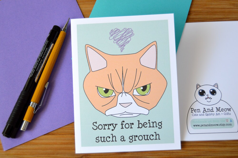 Angry Cat Sorry Card Apology Card I'm Sorry Card | Etsy