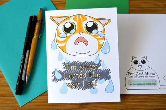 Sad Cat I'm Sorry Card Sorry Card Forgive Me Card | Etsy