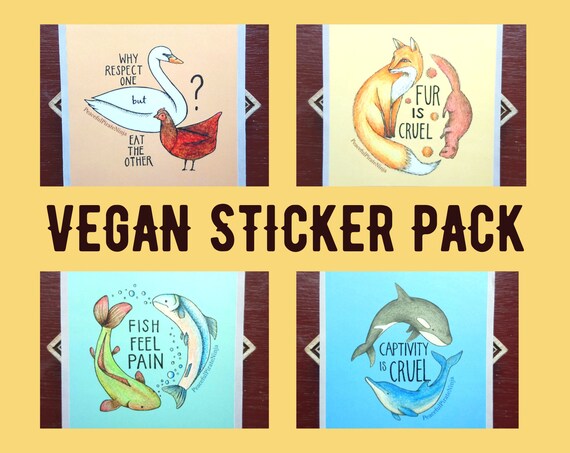 Vegan Sticker Pack / 4 Designs | Etsy