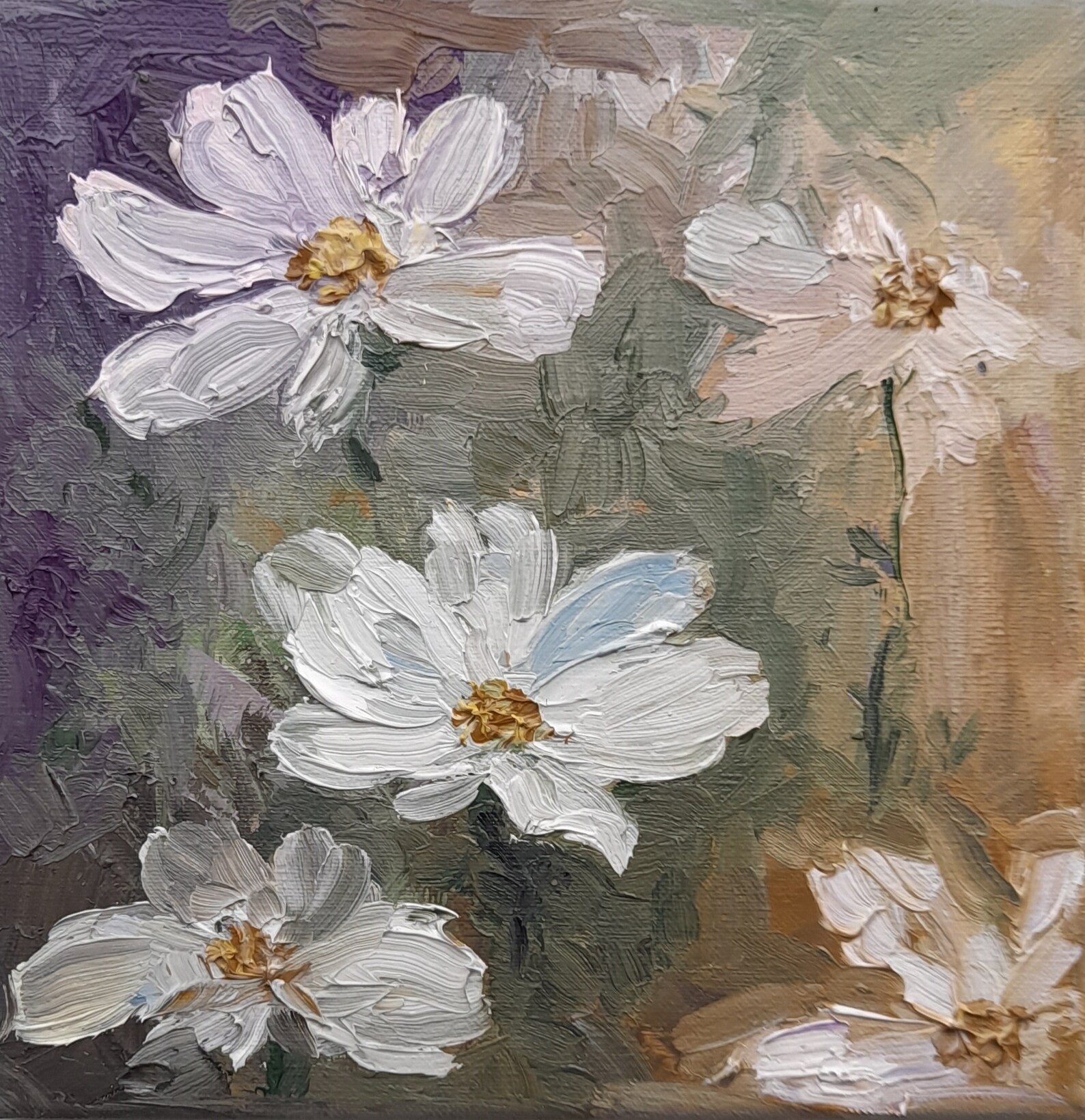 Original Oil Painting. Cosmos Flower. Flowers in Oil Paints. Mini ...