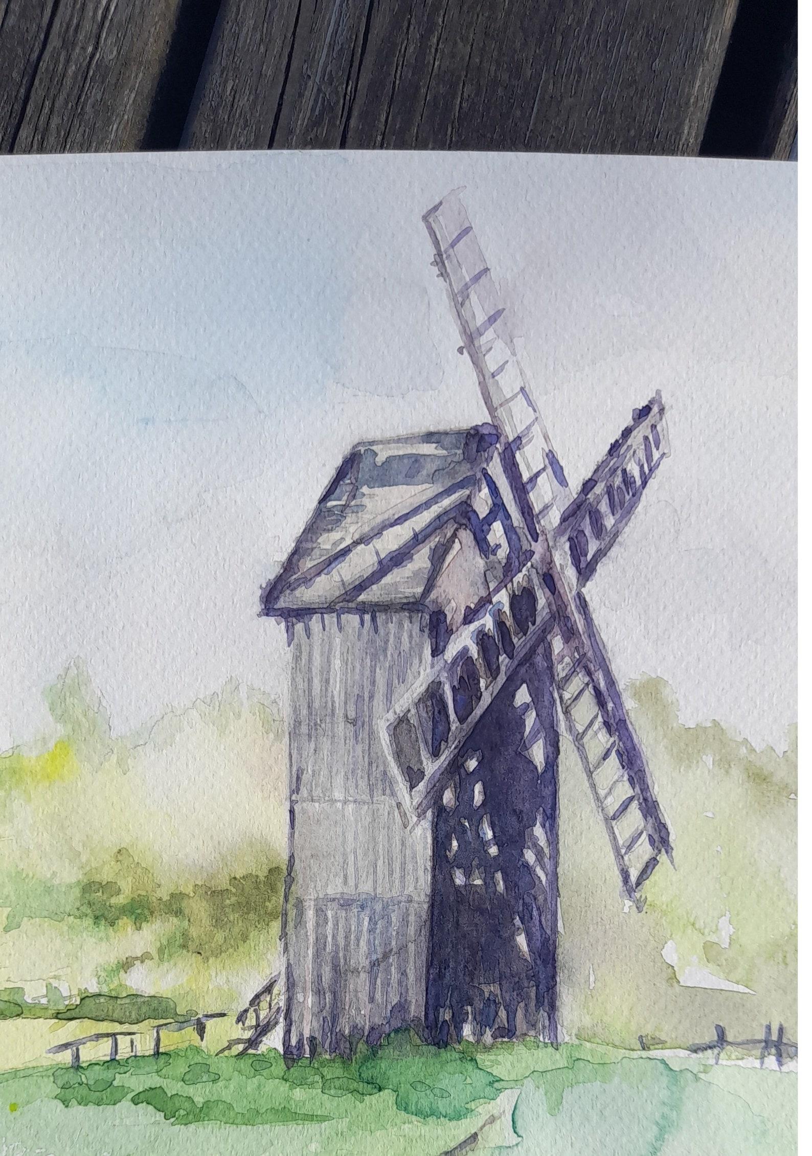 Windmill. Original Watercolor Painting. - Etsy Canada