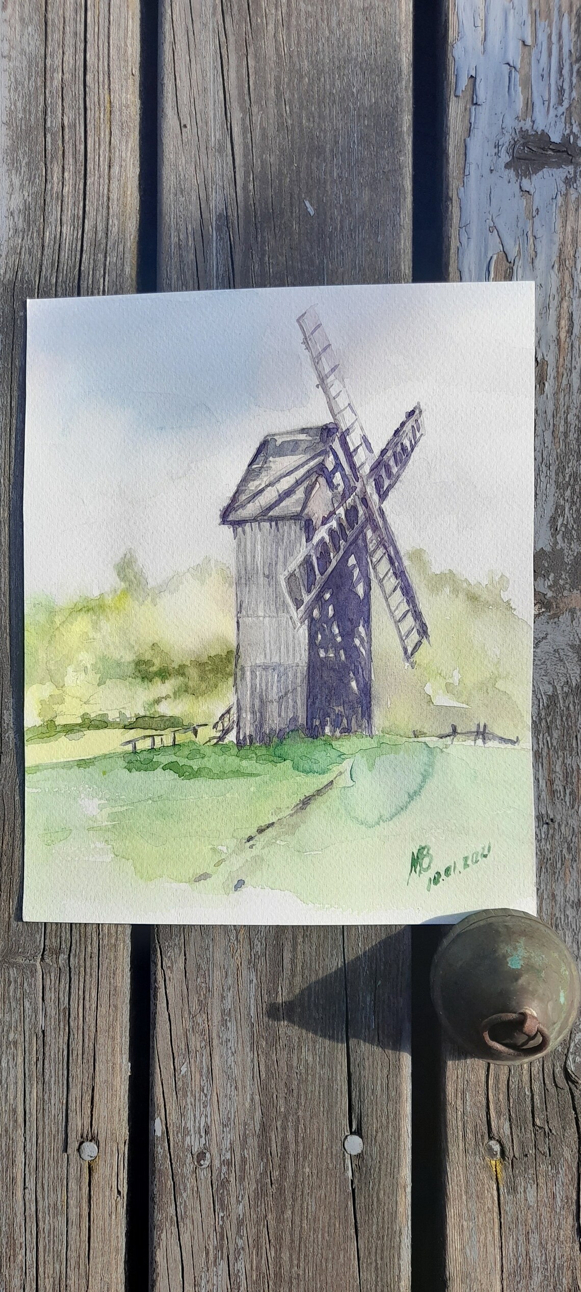 Windmill. Original Watercolor Painting. - Etsy Canada