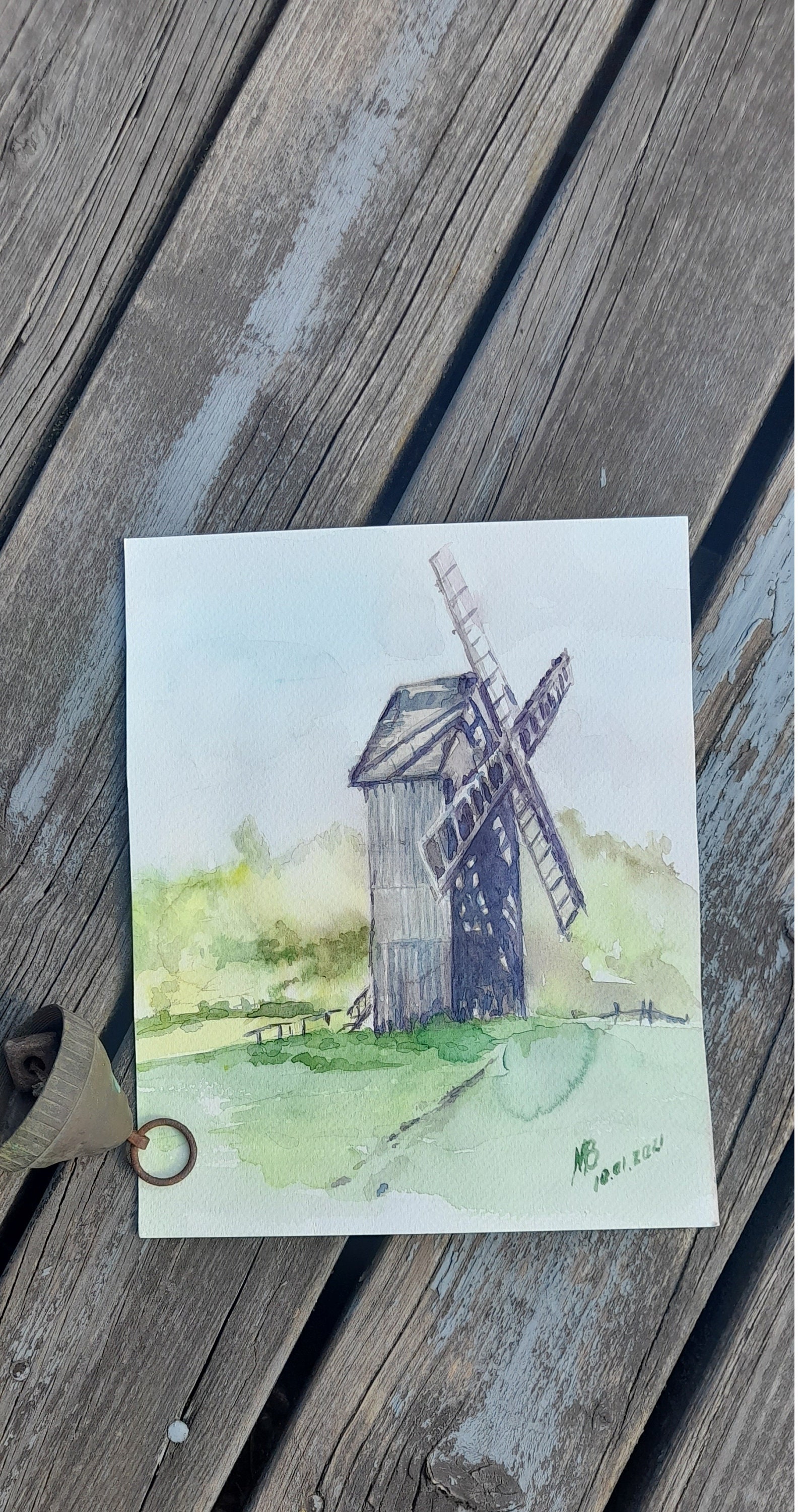 Windmill. Original Watercolor Painting. - Etsy Canada