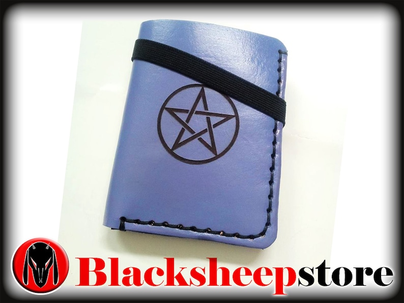PORTATBE Practical and Compact Wallet in Leather Pentacle Engraving ...