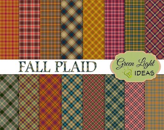 Autumn Plaid Digital Paper Fall Plaid Patterns Thanksgiving - Etsy