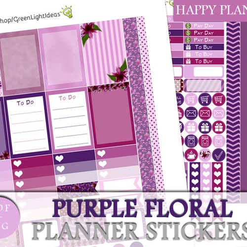 Purple Floral Printable Planner Sticker Happy Planner Floral - Etsy