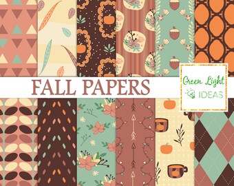 Fall Digital Paper. Autumn Digital Paper Leaves Pattern Fall - Etsy