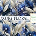 Blue Luxury Digital Paper, Blue Flowers Scrapbook Papers, Blue and ...