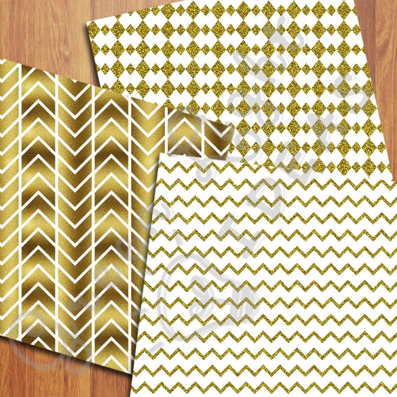 Gold and White Digital Paper, Bridal Scrapbook Paper, Gold Wedding ...