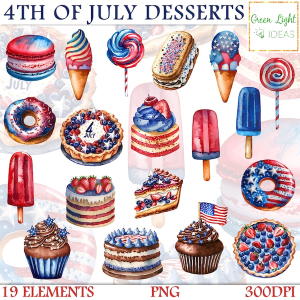 4th of July Cupcake Clipart - Etsy