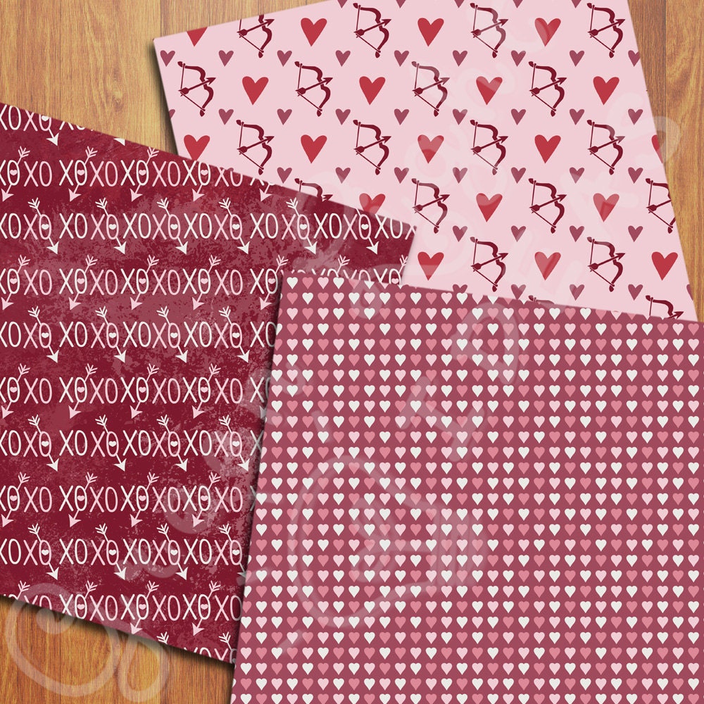 Valentine Digital Paper Pack, Love Printable Paper, Commercial Use ...