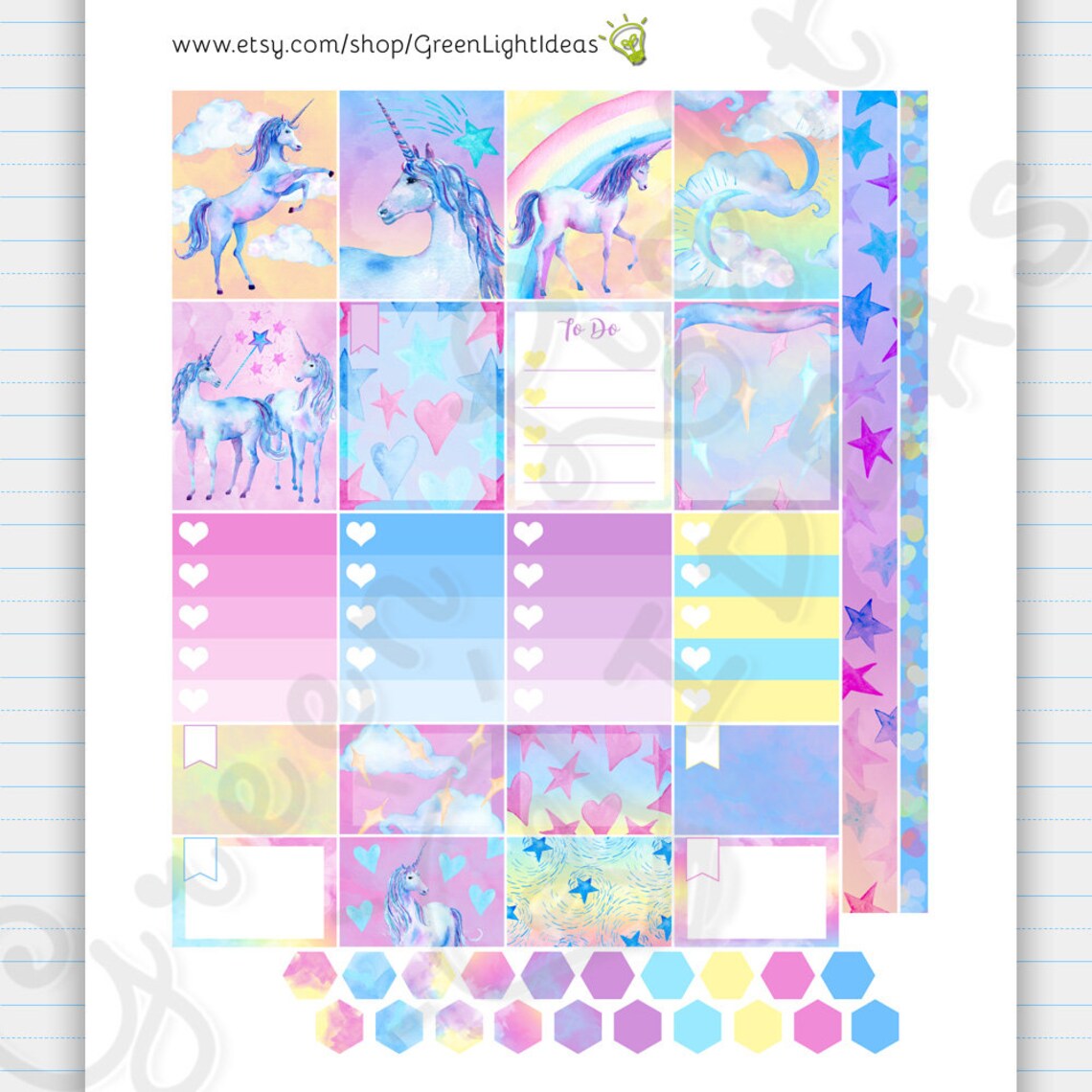 Unicorns Erin Condren Printable Planner Sticker Kit ECLP | Etsy