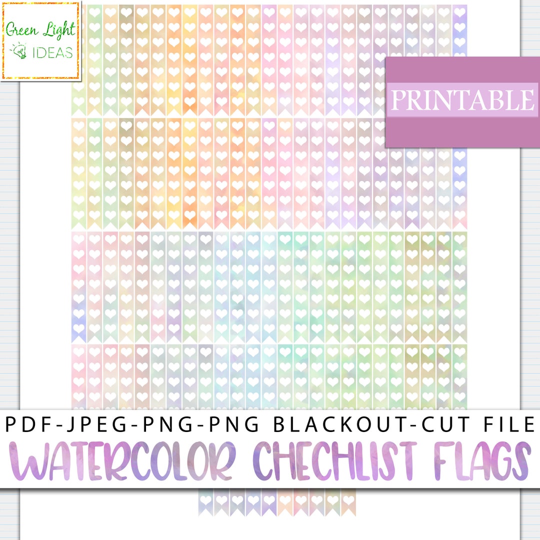 Watercolor Checklist Flag Sticker Printable Checklist - Etsy