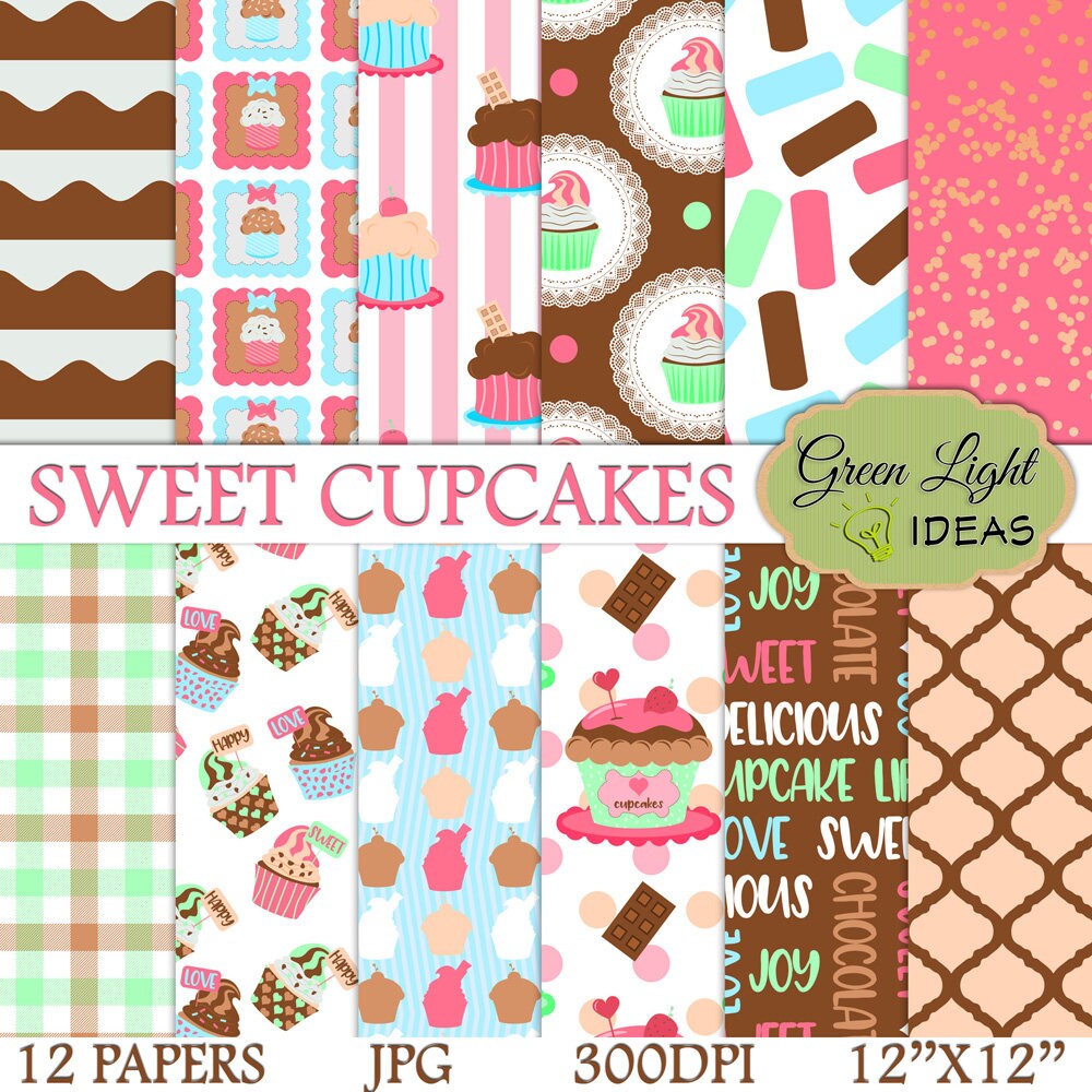 Cupcakes Digital Papers, Cupcake Backgrounds, Cupcake Patterns ...