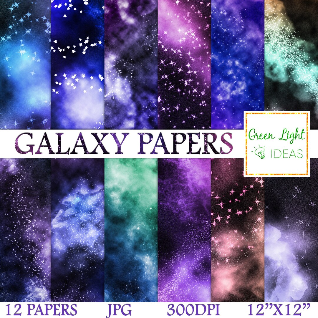 Galaxy Digital Paper, Galaxy Digital Textures, Starry Night Backgrounds ...
