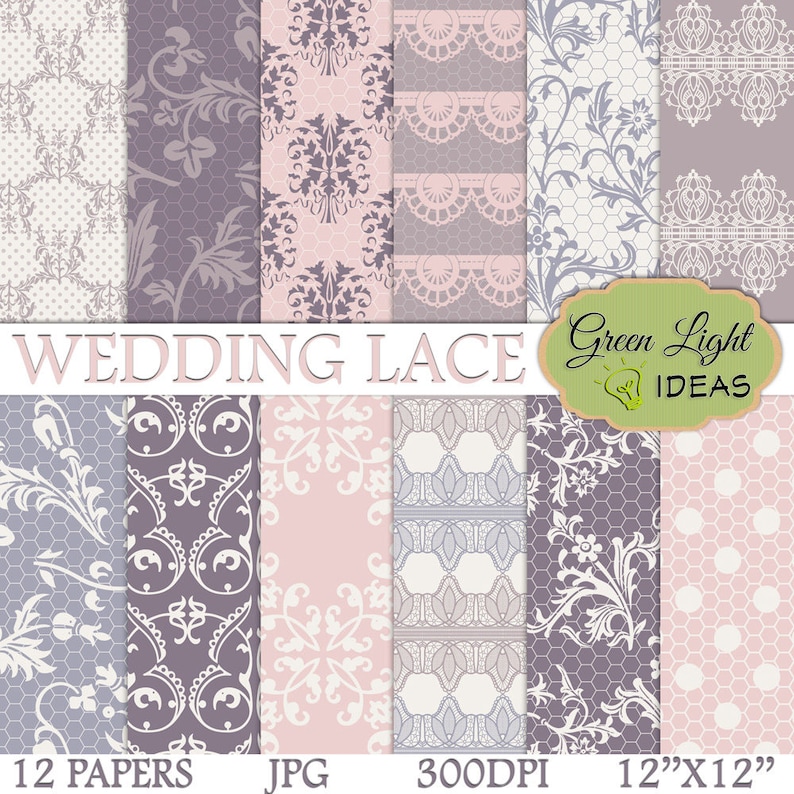 Wedding Lace Digital Paper, Wedding Purple Paper, Wedding Background ...