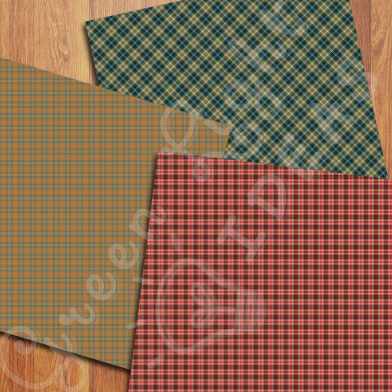 Fall Plaid Digital Papers Autumn Digital Papers Thanksgiving - Etsy