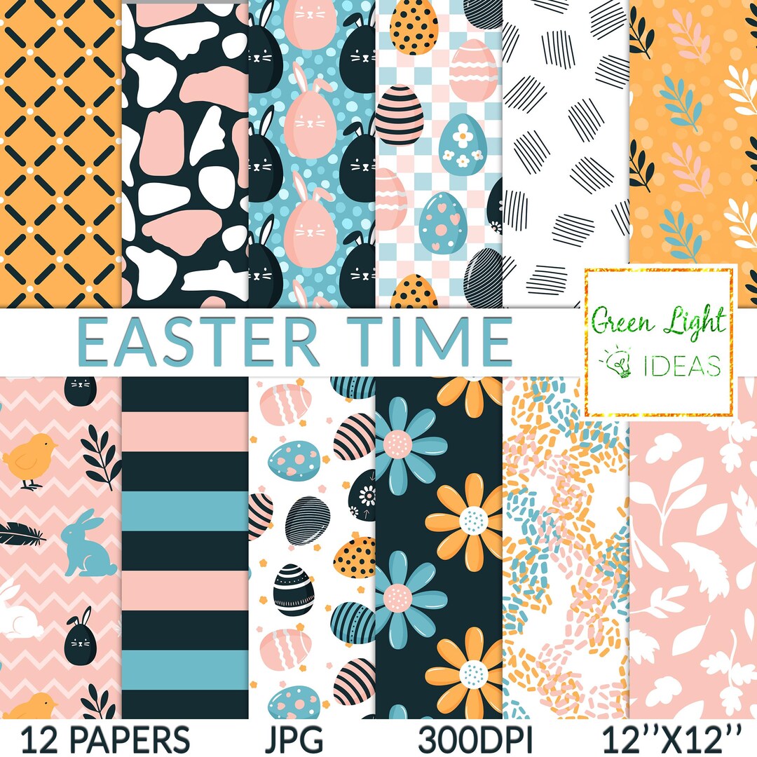 Easter Time Digital Papers, Easter Printable Papers, Easter Eggs ...