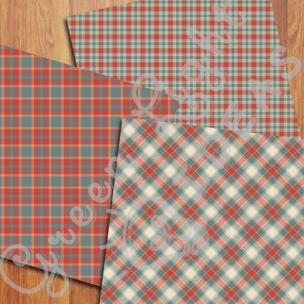 Christmas Plaid Digital Paper, Holiday Digital Papers, Plaid ...