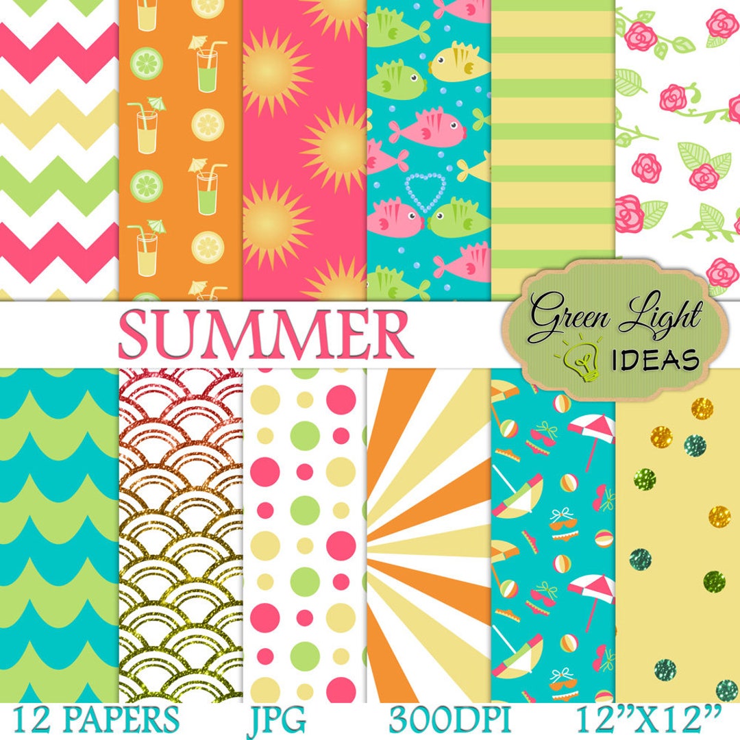 Summer Digital Papers, Beach Backgrounds, Summer Digital Patterns, Pool ...