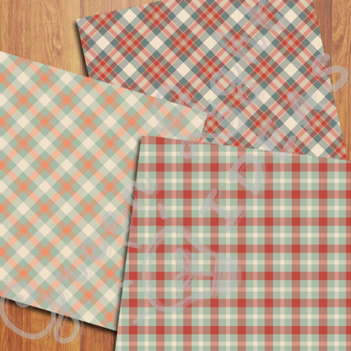 Christmas Plaid Digital Paper, Holiday Digital Papers, Plaid ...