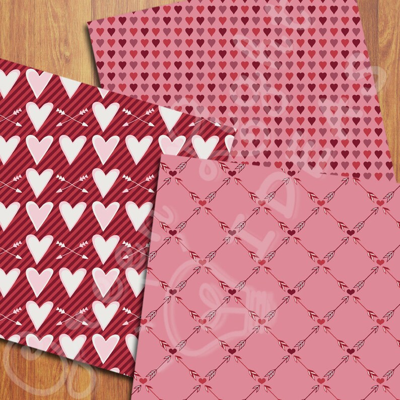 Valentine Digital Paper Pack, Love Printable Paper, Commercial Use ...