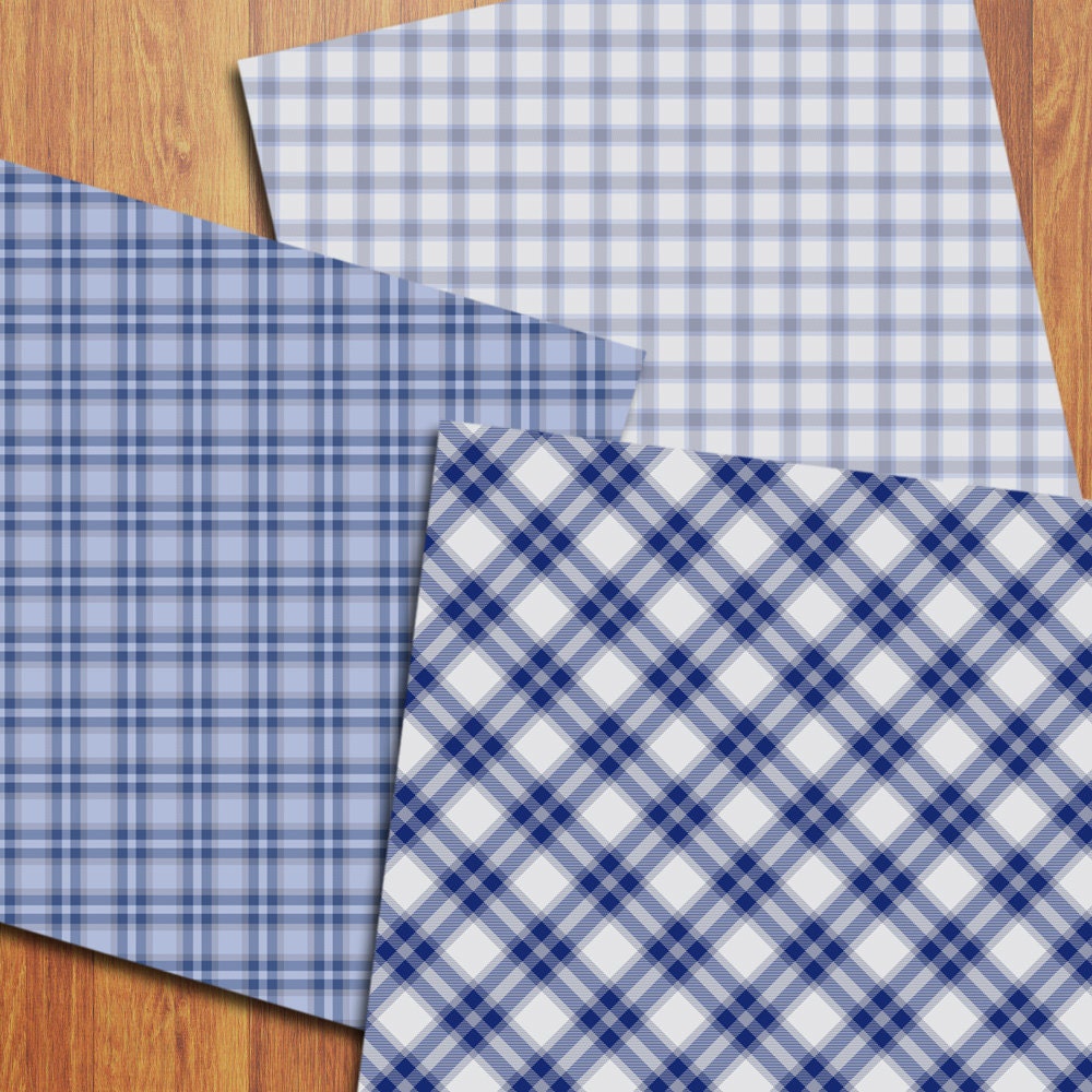 Winter Plaid Tartan Digital Paper Pack, Blue Plaid Digital Paper ...