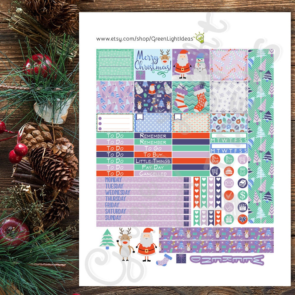 Winter Christmas MINI Happy Planner Stickers, Christmas Printable ...