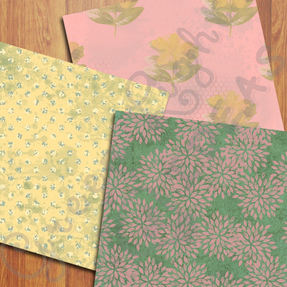 Floral Vintage Digital Papers, Shabby Scrapbook Papers, Spring ...
